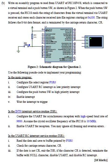 Solved Write An Assembly Program To Read From Usart Of Pic18f458 Which Is Connected To A 9671