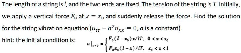 The length of a string is l, and the two ends are fixed. The tension of the string is T ...