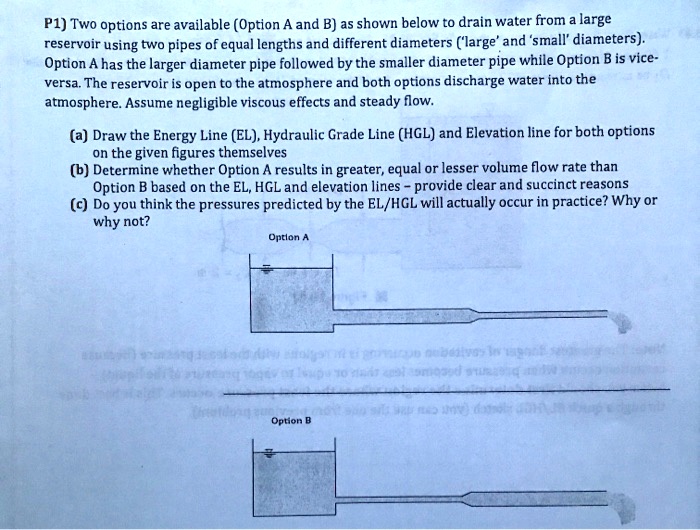 P1) Two options are available (Option A and B) as shown below to drain ...