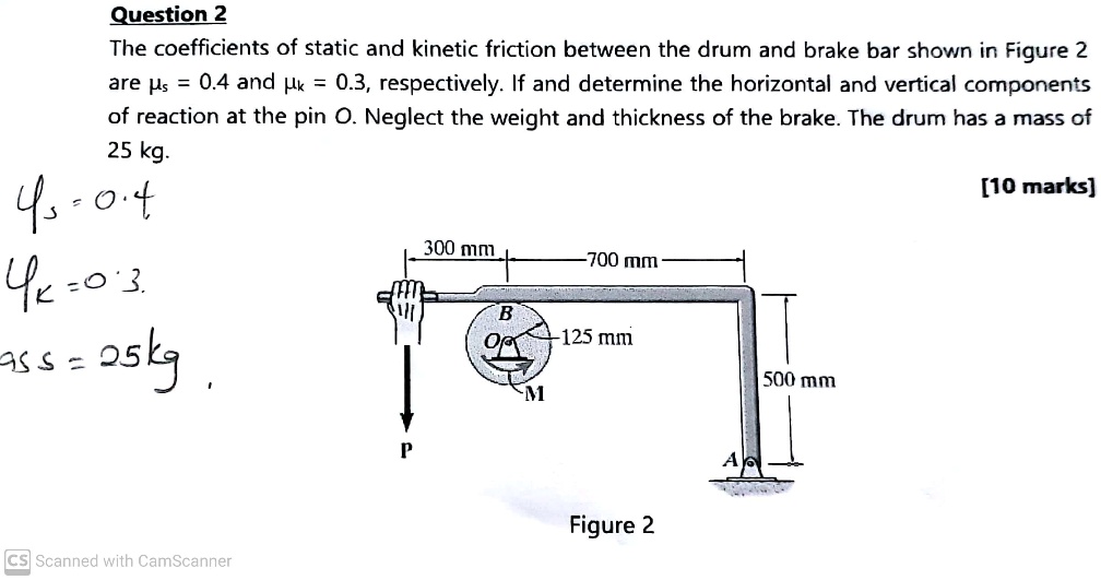 SOLVED: Question 2: The coefficients of static and kinetic friction ...