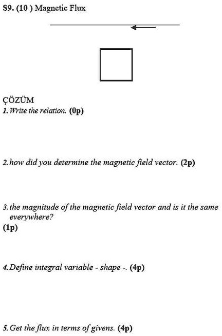 SOLVED: S9. (10) Magnetic Flux COZUM 1 Write the relation (Op) 2 How ...