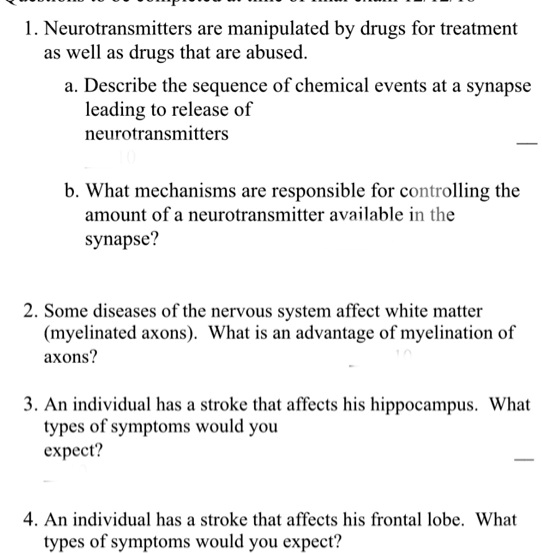 SOLVED: [. Neurotransmitters are manipulated by drugs for treatment as ...