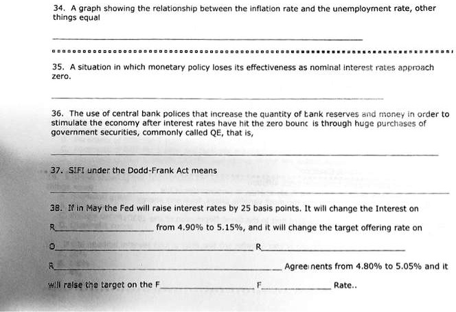 SOLVED: 34. A graph showing the relationship between the inflation rate ...