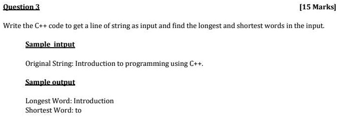 SOLVED: Question3 [15 Marks] Write the C++ code to get a line of string ...