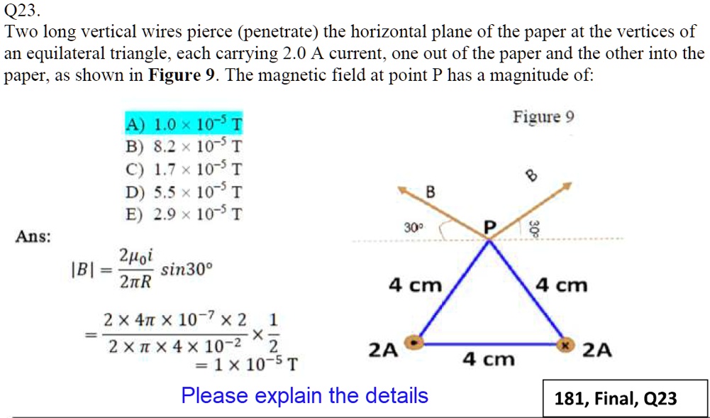 SOLVED: Q23 . Two long vertical wires pierce (penetrate) the horizontal ...