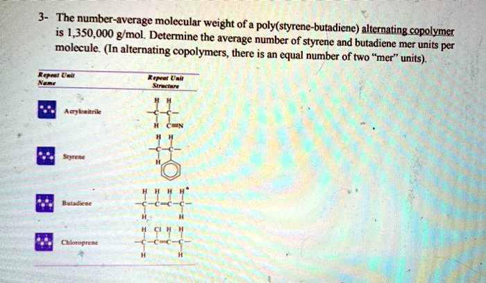 the number average molecular weight of a polystyrene butadiene is ...