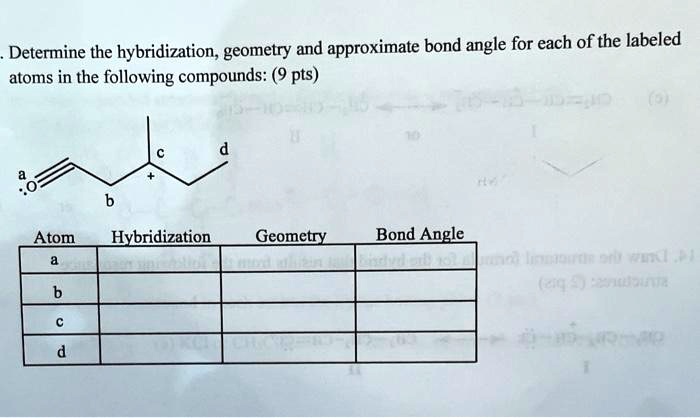 SOLVED: Determine the hybridization, geometry, and approximate bond ...
