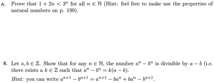 prove that 1 zn 3n for all n n hint feel free to make use the properties of natural numbers on p ...