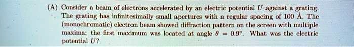 SOLVED: A Consider a beam of electrons accelerated by an electric ...