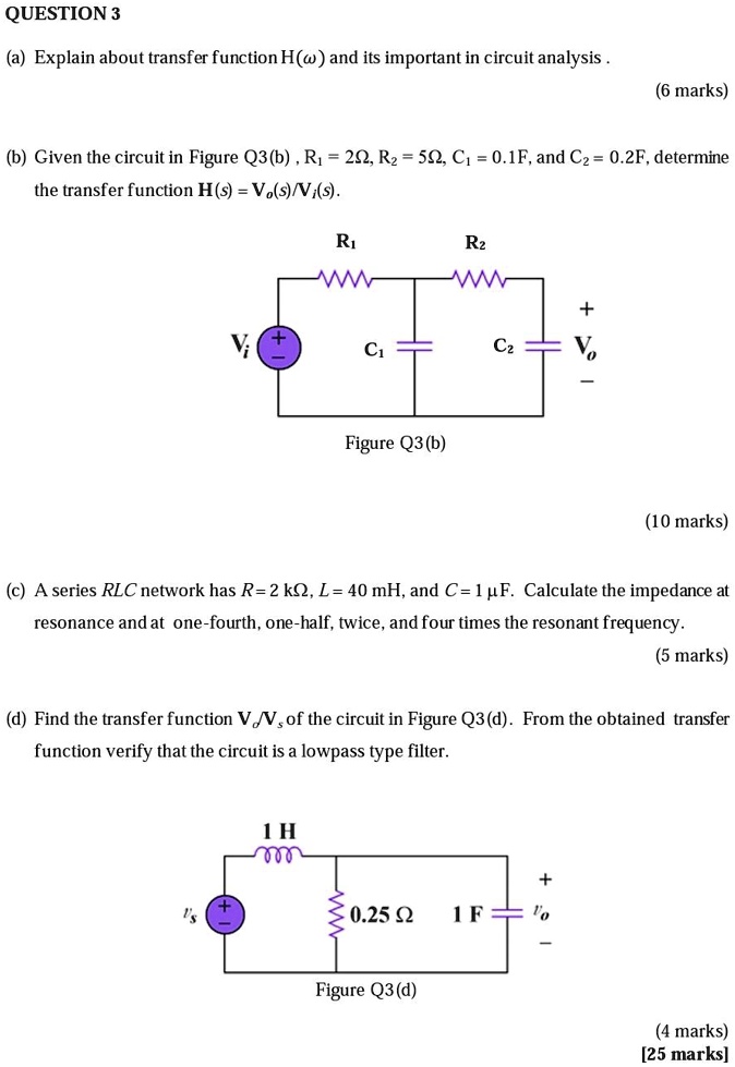 SOLVED: QUESTION 3 Explain about transfer function H(s) and its importance in circuit analysis ...