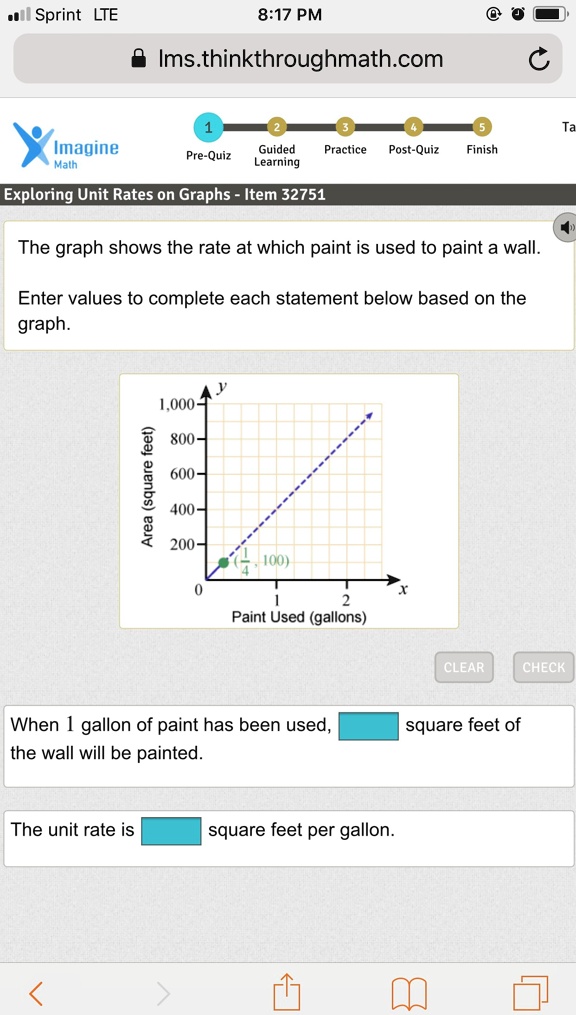 SOLVED: The graph shows the rate at which paint is used to paint a wall ...