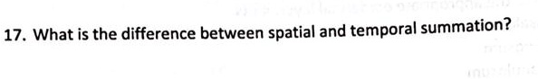 Solved 17 What Is The Difference Between Spatial And Temporal Summation