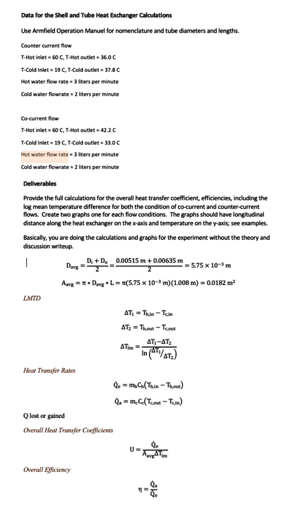 provide the full calculations for the overall heat transfer coefficient ...