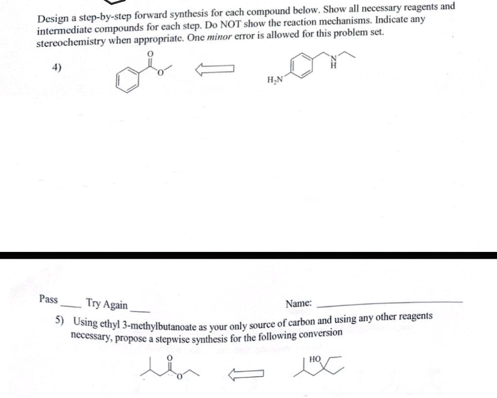 SOLVED: step-by-step forward synthesis for each compound below. Show all necessary reagents and ...