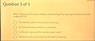 question 3 of 3 which statement by the patient indicates understanding ...
