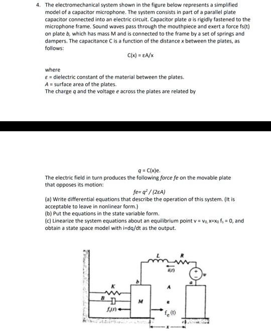 SOLVED: The electromechanical system shown in the figure below represents a simplified model of ...