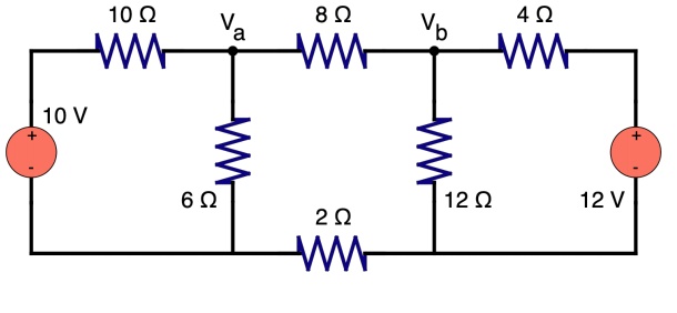 SOLVED: A) Use the node-voltage method to determine the potential difference, Vab in the circuit ...