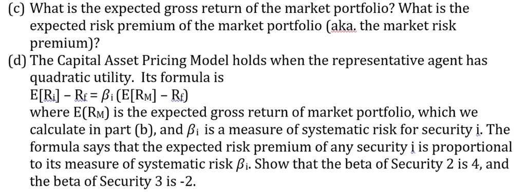 C what is the expected gross return of the market portfolio...