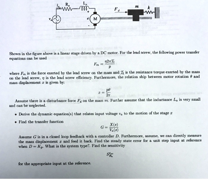 Solved Derive The Dynamic Equations That Relates Input Voltage Va To 8463