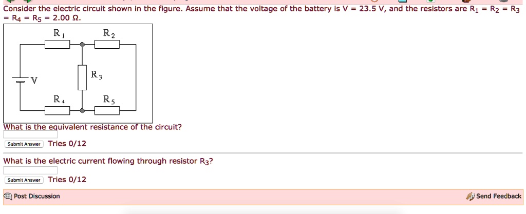 SOLVED: Consider the electric circuit shown in the figure. Assume that the voltage of the ...