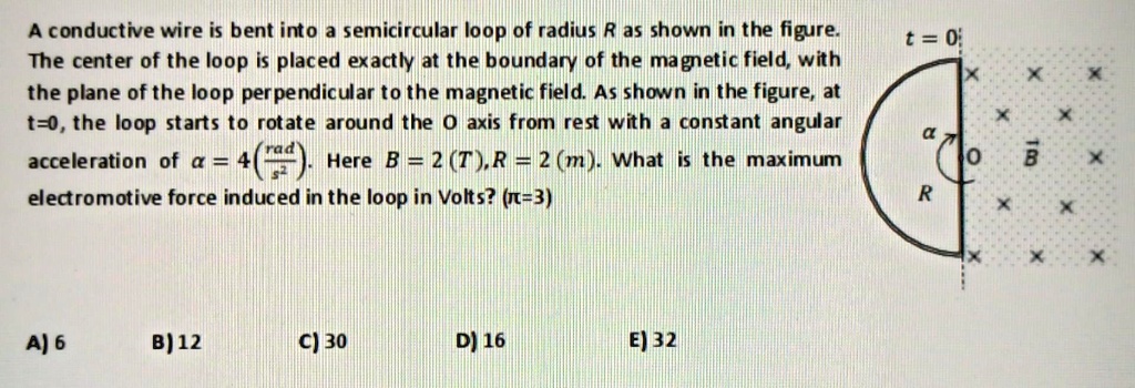SOLVED: Texts: A conductive wire is bent into a semicircular loop of radius R as shown in the ...