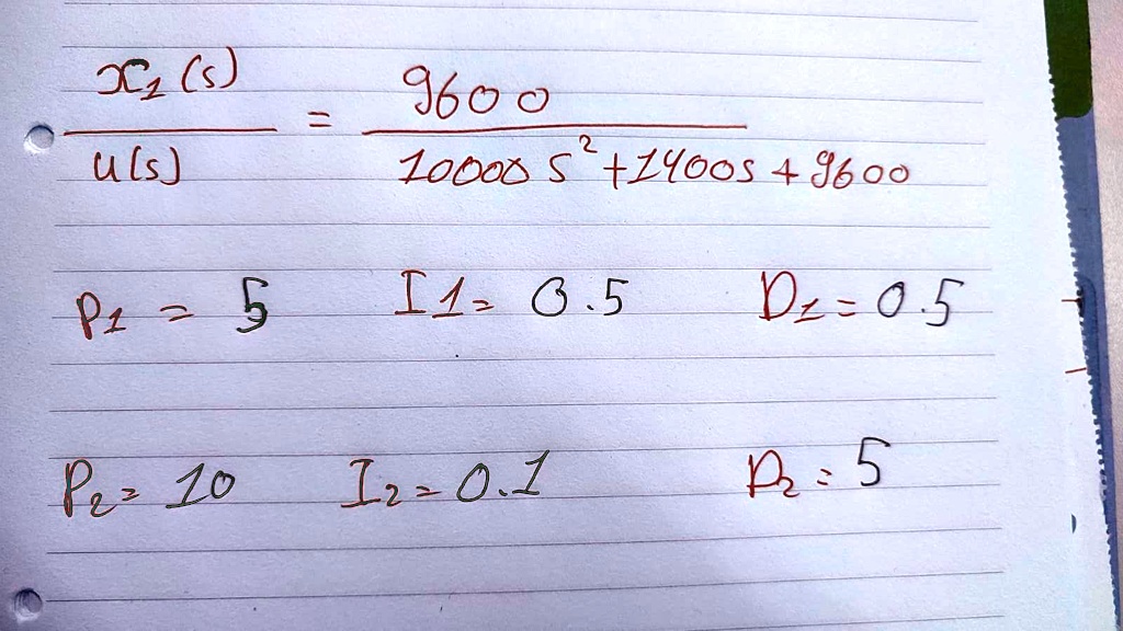 SOLVED: Provide the PID controller coefficients (P1,I1 and D1 and P2, I2 and D2) to the PID ...