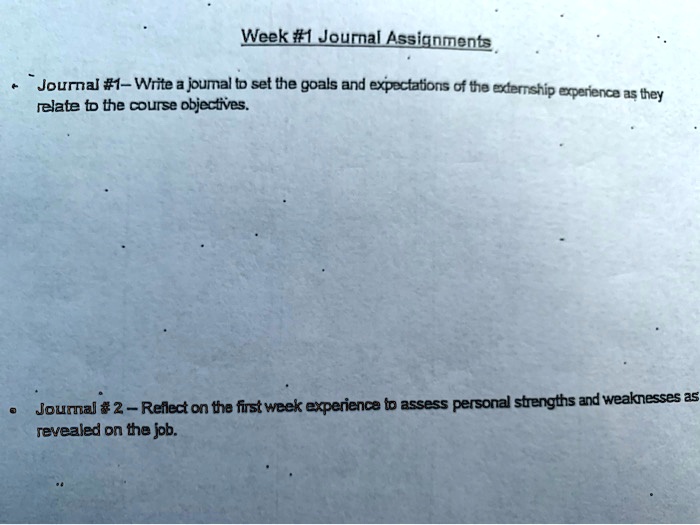 week 1 journal assignments relate to the course objectives jourmal 2 ...