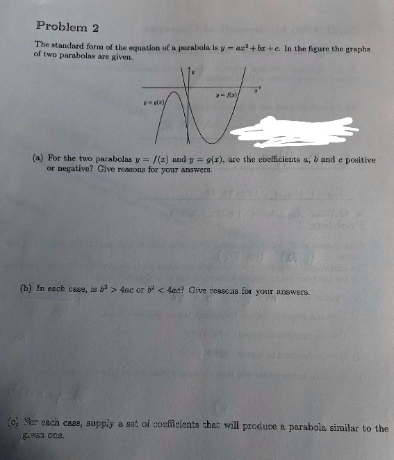 SOLVED:Probler 2 The standard forin of the equation parabola of two ...