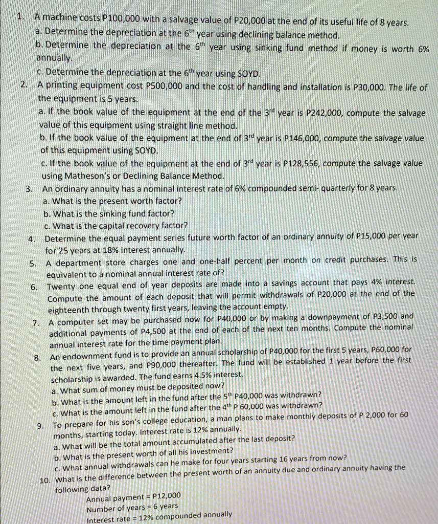 SOLVED: How to solve... A machine costs P100,000 with a salvage value ...