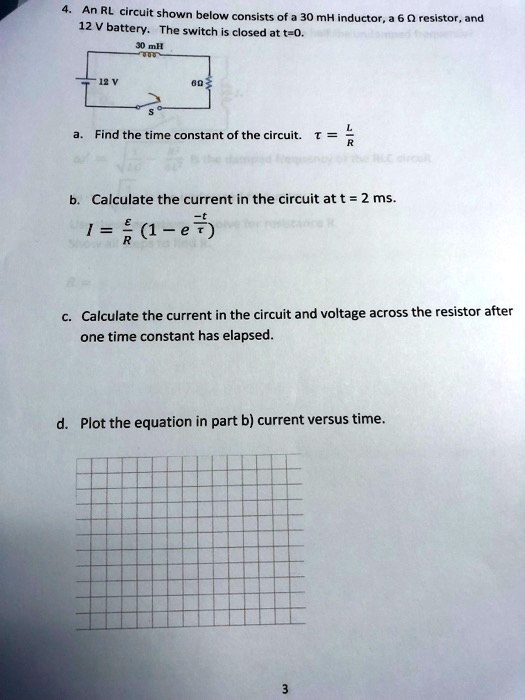 SOLVED: An RL circuit shown below consists of a 30 mH inductor, resistor, and battery. The ...