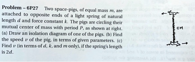 Problem - 6P27 Two space-pigs, of equal mass m, are attached to ...