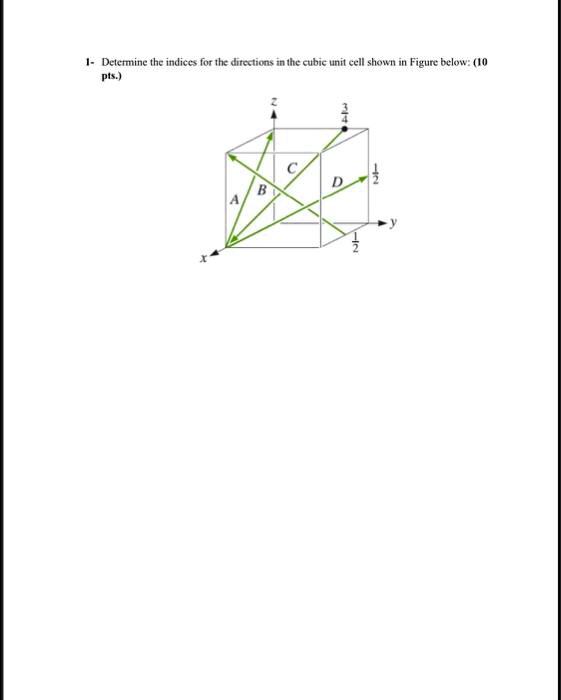 SOLVED: Determine the indices for the directions in the cubic unit cell ...