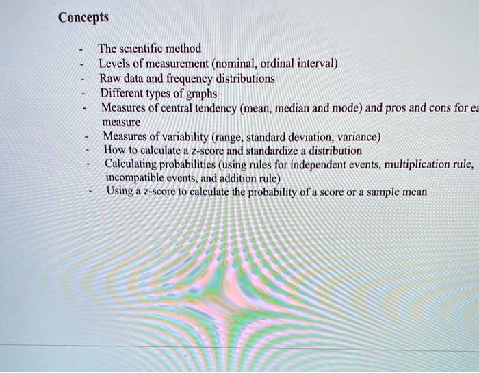 Solved Concepts The Scientific Method Levels Of Measurement Nominal Ordinal Interval Raw 
