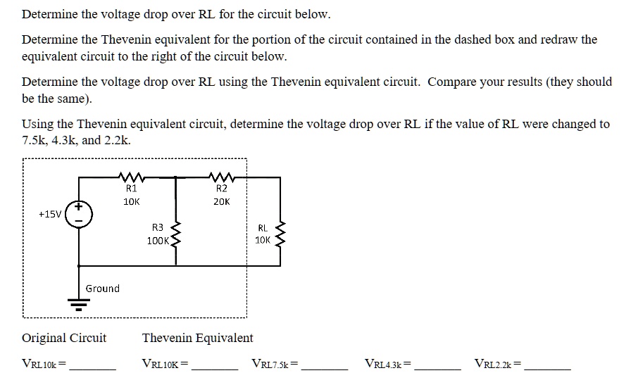 SOLVED: Texts: Determine the voltage drop over RL for the circuit below. Determine the Thevenin ...