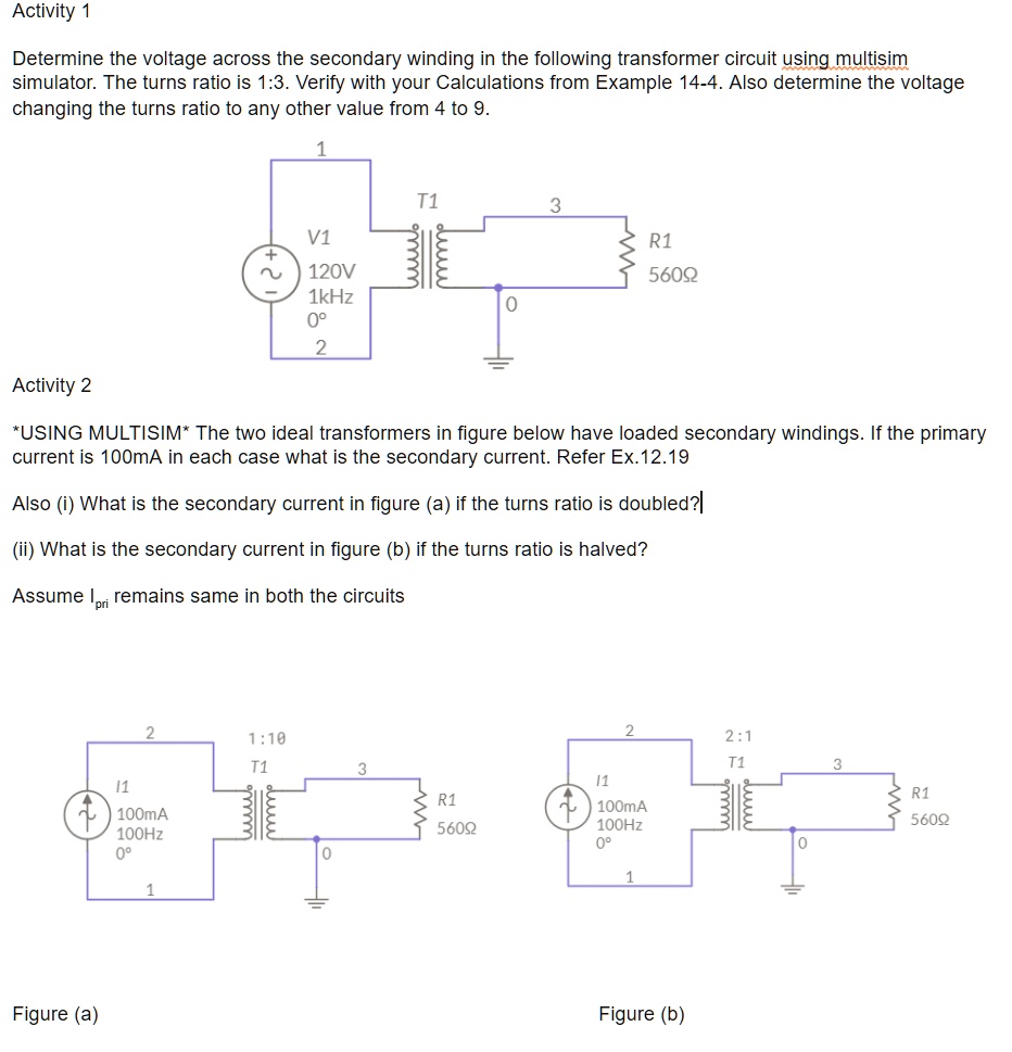 Activity 1 Determine the voltage across the secondary winding in the ...