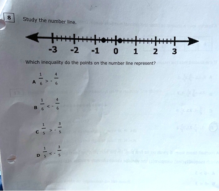 SOLVED: Study the number line. 33 22 -1 0 1 2 Which inequality do the ...