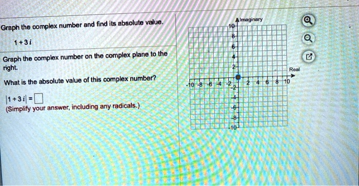 SOLVED: Craph te comp lex number and find its absoluto vejue 1+3i the complex number on the ...