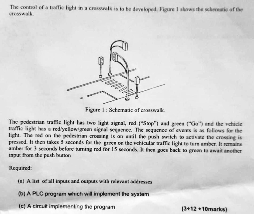 The control of a traffic light in a crosswalk is to be developed ...