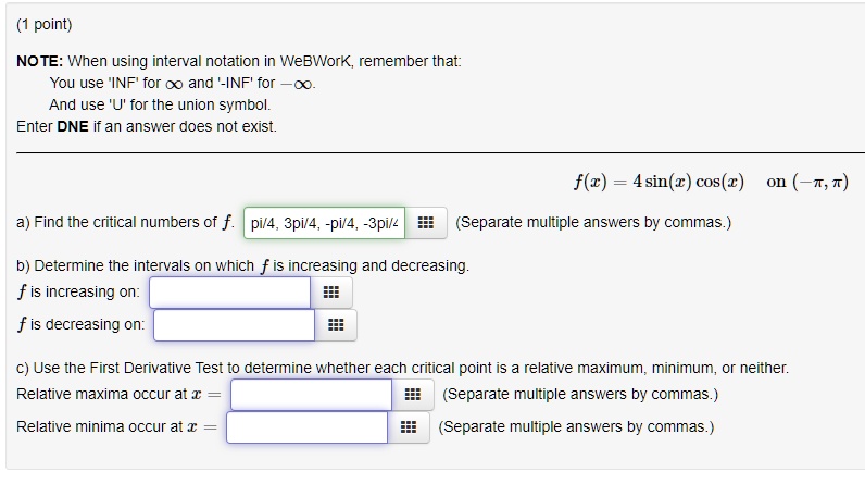 point note when using interval notation in webwork remember that you ...