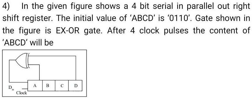 SOLVED: "solve it as soon as possible 4) In the given figure shows 4 bit serial in parallel out ...