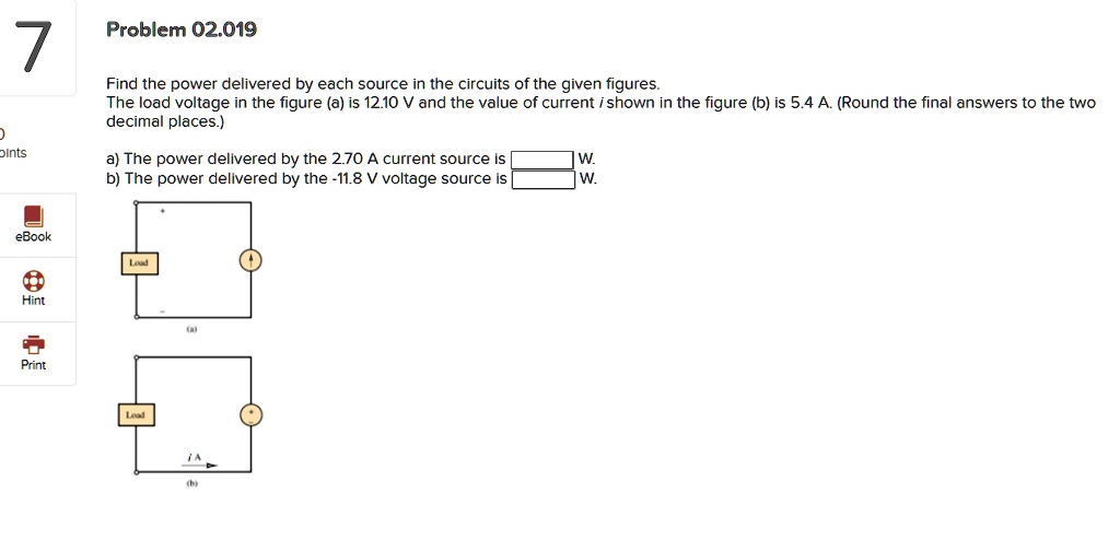 SOLVED: Problem 02.019: Find the power delivered by each source in the circuits of the given ...