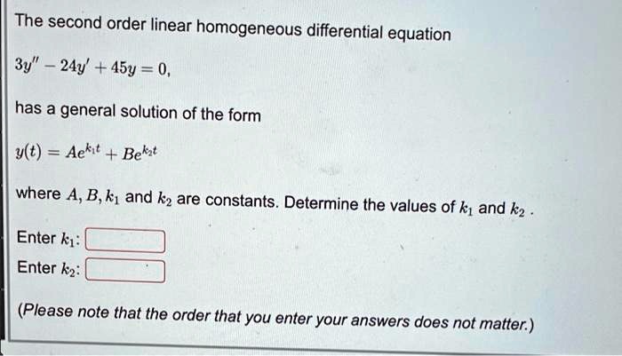 SOLVED: The second-order linear homogeneous differential equation 3y ...