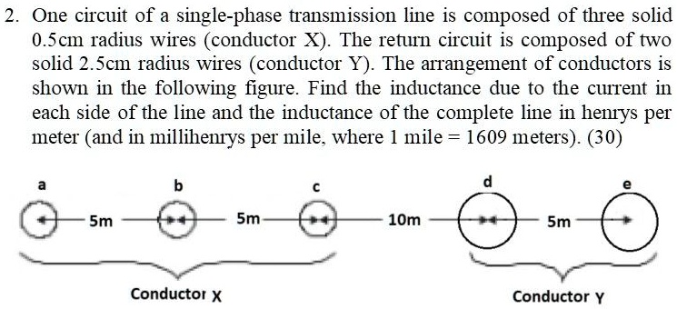 SOLVED: One circuit of a single-phase transmission line is composed of ...