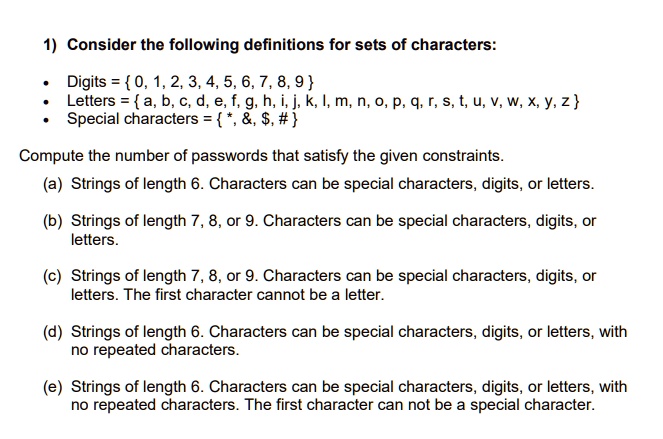 consider the following definitions for sets of characters digits 0 12 3 ...