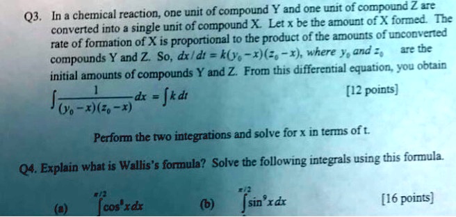 SOLVED: 03. In chetical reaction; one unit of compound Y and one unit Of compound Ze 0: X foned ...