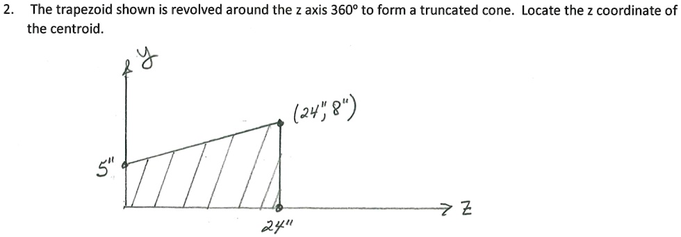 [GET ANSWER] 2. The trapezoid shown is revolved around the z axis 360 ...