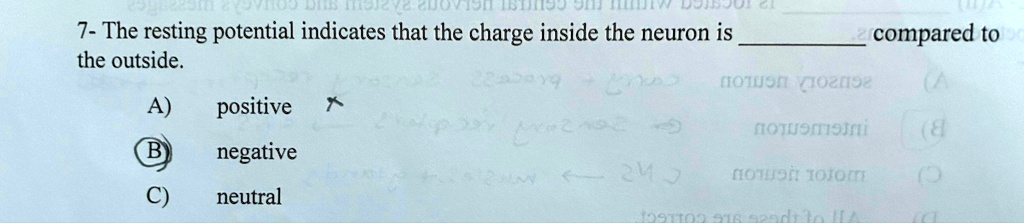 SOLVED: The correct answer is B) negative. The resting potential of a ...