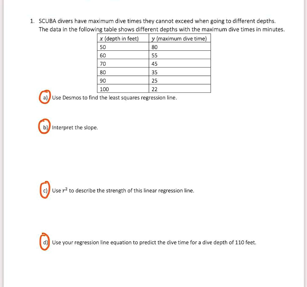 SOLVED: SCUBA divers have maximum dive times they cannot exceed when ...