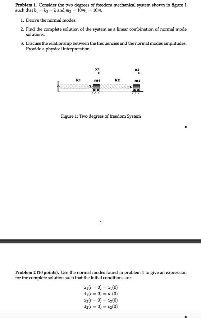 just problem 2 please problem 1 consider the two degrees of freedom mechanical system shown in ...
