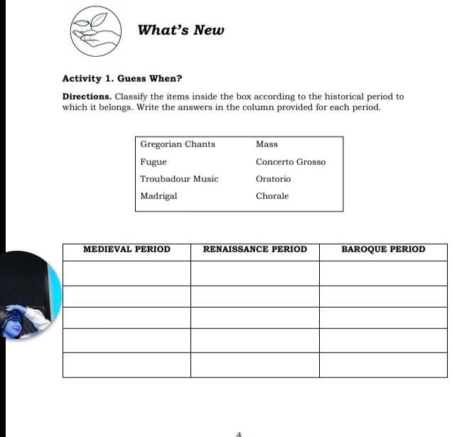 SOLVED: Classify the items inside the box according to the historical period. What's New ...